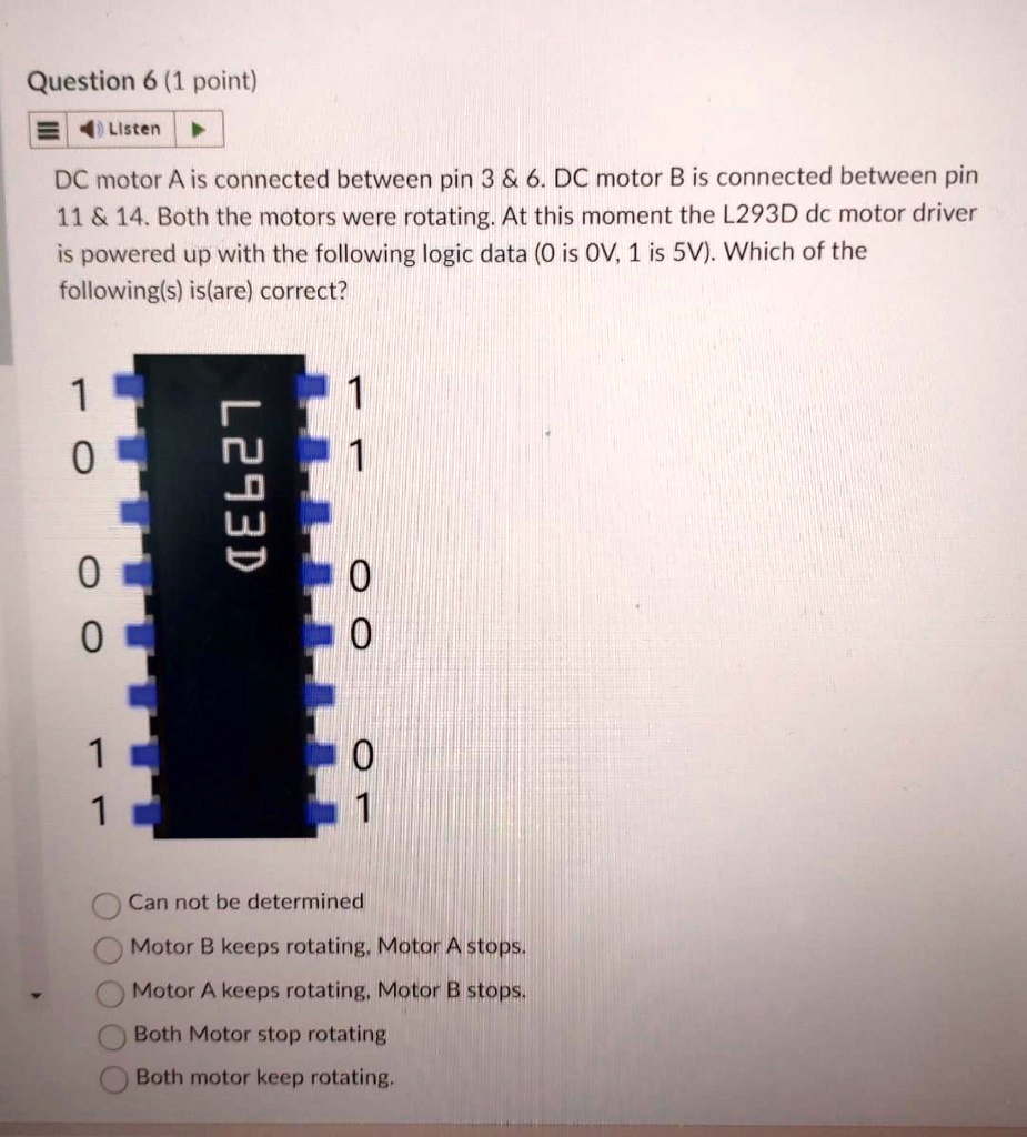 SOLVED: Question 6 (1 point) Listen: DC motor A is connected between ...
