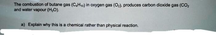 SOLVED: The combustion of butane gas (C4H10) in oxygen gas (O2 ...