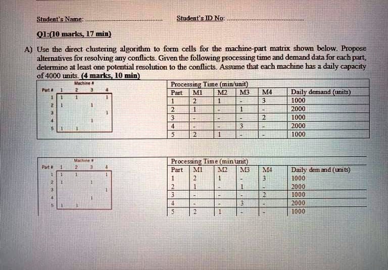 SOLVED: Student ID Number: OutliersLimit) Use the direct clustering algorithm to form cells for ...