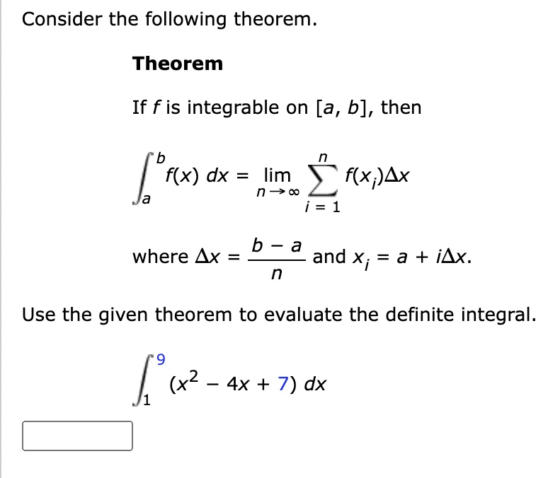 Solved Consider The Following Theorem Theorem If F Is Integrable On 8119