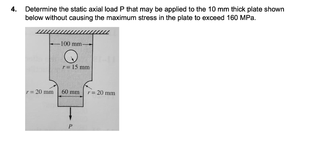 4. Determine the static axial load P that may be applied to the 10 mm ...