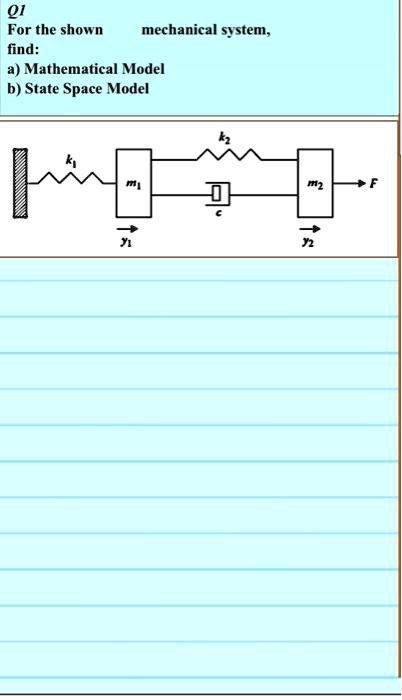 Q1 For the shown mechanical system, find: a) Mathematical Model b ...