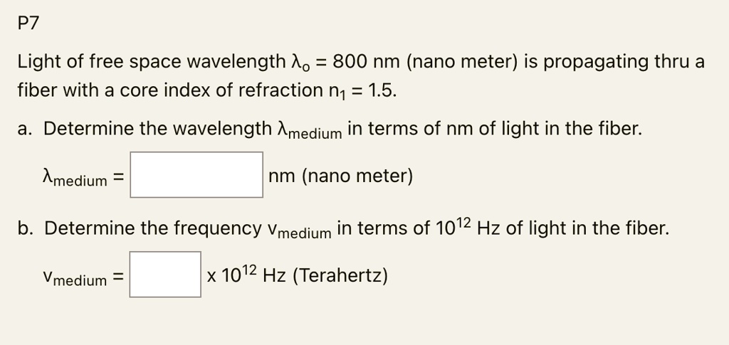 SOLVED: Light of free space wavelength Xo = 800 nm (nanometer) is ...
