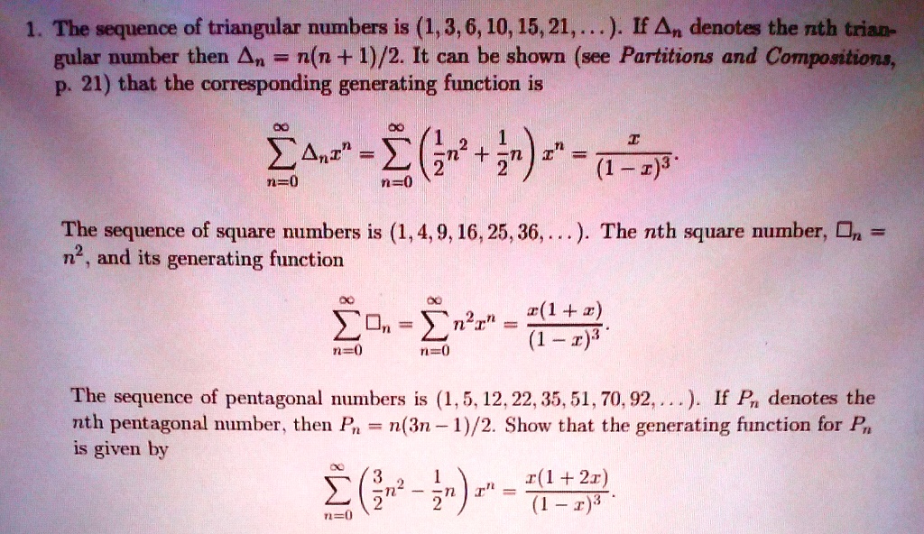 SOLVED: The sequence of triangular numbers is (1, 3, 6, 10, 15, 21). If ...