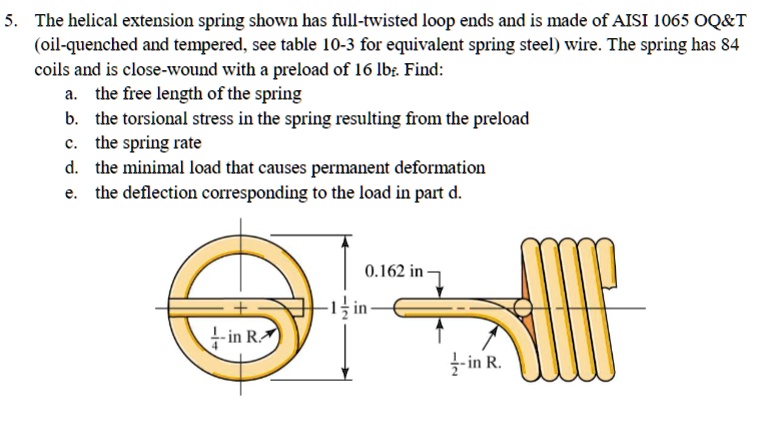 5. The helical extension spring shown has full-twisted loop ends and is ...