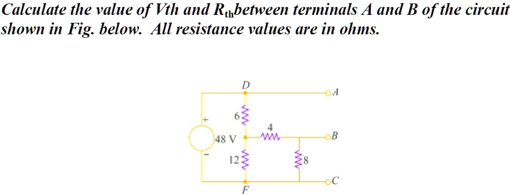 Calculate the value of Vth and Rth between terminals A and B of the circuit shown in Fig. below ...