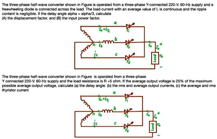 SOLVED: Texts: content is negligible. If the delay angle α = α/3, calculate the displacement ...