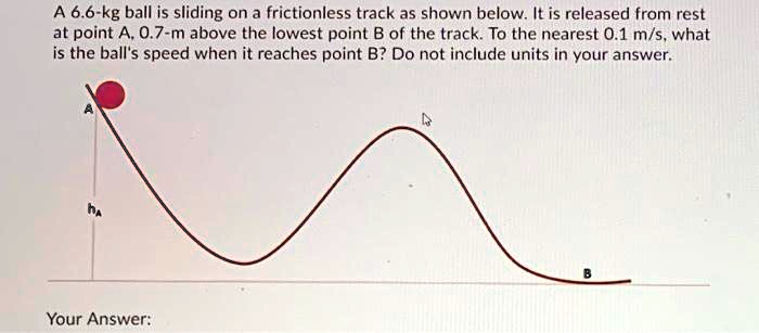 a 66 kg ball is sliding on a frictionless track as shown below it is ...