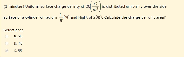 SOLVED: (3 minutes Uniform surface charge density of 20 is distributed ...