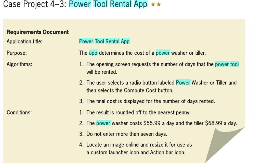 Case Project 4-3: Power Tool Rental App ?? Requirements Document ...