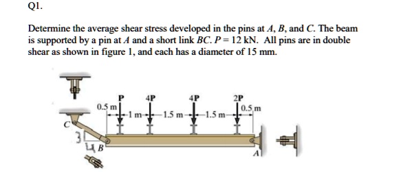 SOLVED: Q1. Determine the average shear stress developed in the pins at ...