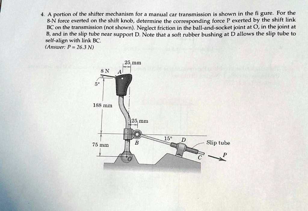 4. A portion of the shifter mechanism for a manual car transmission is ...