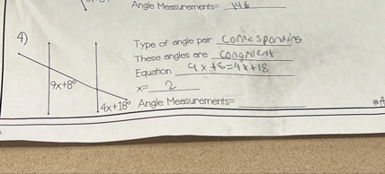 SOLVED: Angle Measunements =146 4) Type of angle per corre spanding ...