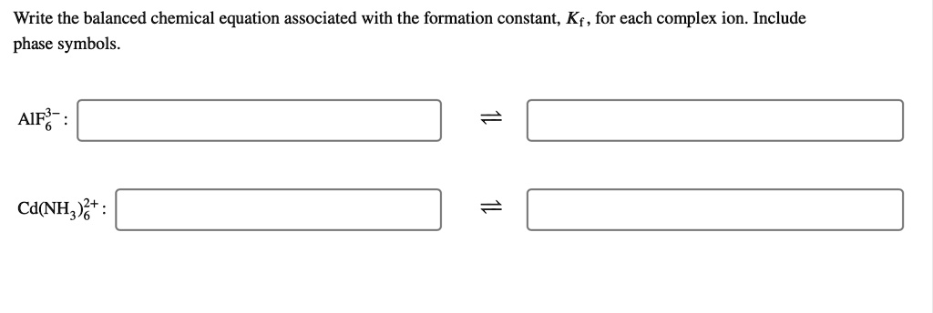 SOLVED: Write the balanced chemical equation associated with the ...