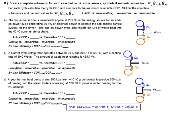 B.) Draw a complete schematic for each case below ? show arrows ...