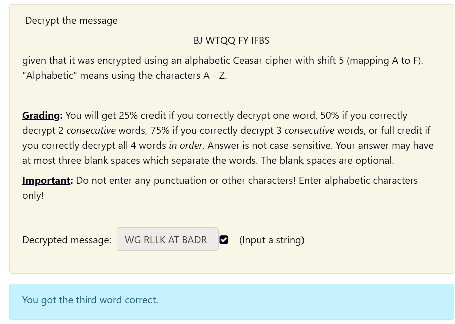 Solved Decrypt The Message Bj Wtqq Fy Ifbs Given That It Was Encrypted Using An Alphabetic