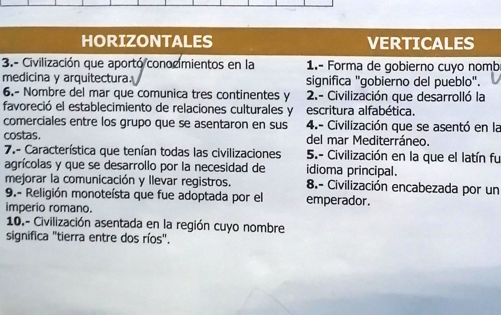 SOLVED: Wenas aquí esta las preguntas HORIZONTALES VERTICALES 3 ...