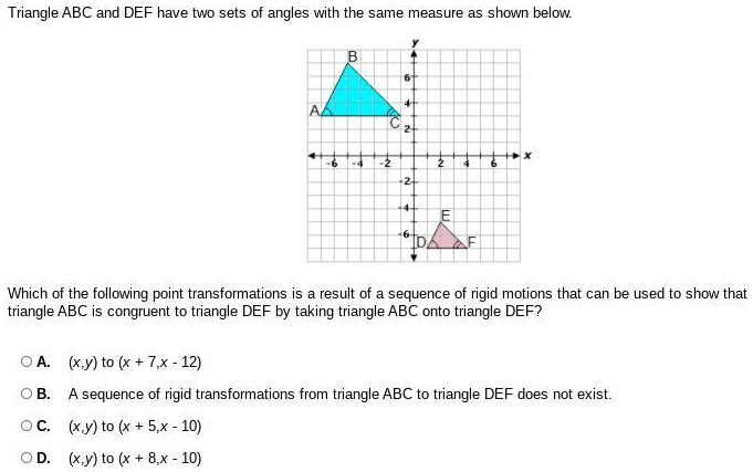 Triangle ABC and DEF have two sets of angles with the same measure as shown below. B 6 4 2 A C ...