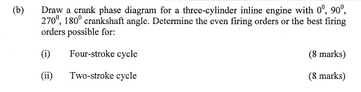 SOLVED: (b) Draw a crank phase diagram for a three-cylinder inline ...