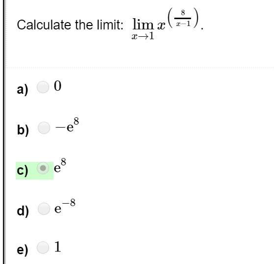 SOLVED: Calculate the limit: lim x 3). 1-1 a) b) d) e) 1