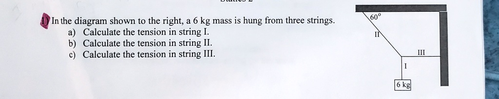 In the diagram shown to the right; a 6 kg mass is hung from three ...