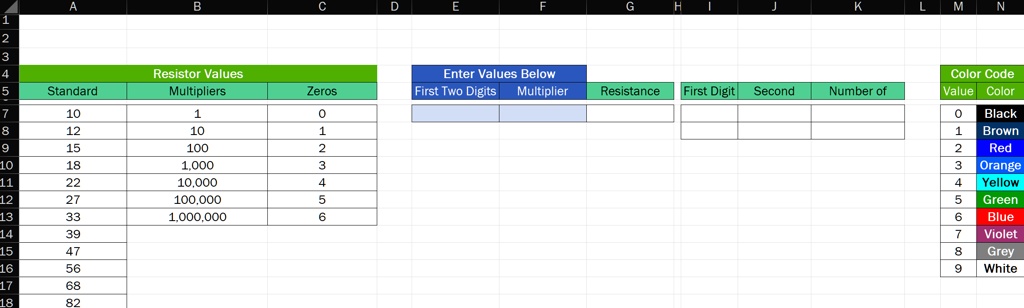 SOLVED: In the worksheet, the user will enter a resistance value as the ...