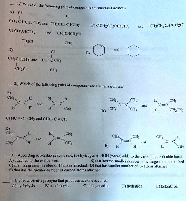 SOLVED: Which of the following pairs of compounds are structural ...