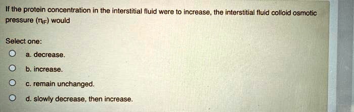 If The Protein Concentration In The Interstitial Fluid Were To Increase