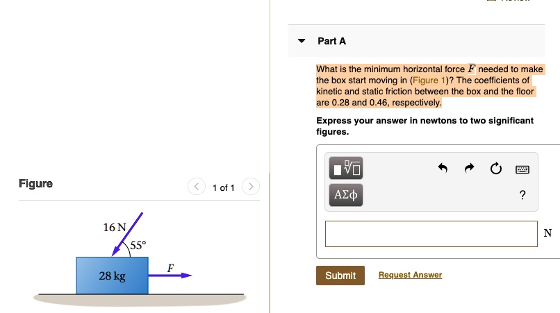 part a what is the minimum horizonta force f needed t0 make the box start moving in figure 1 the ...