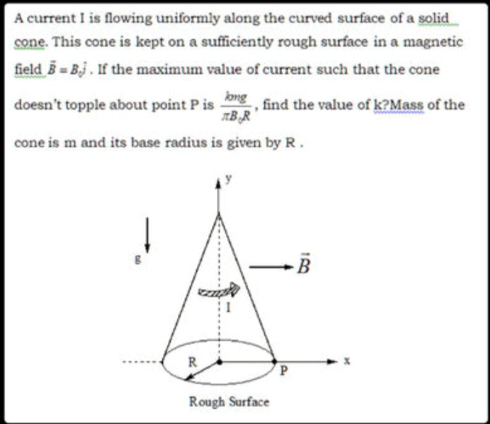 A current I is flowing uniformly along the curved surface of a solid ...