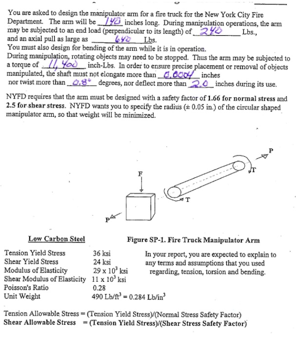 SOLVED: You are asked to design the manipulator arm for a fire truck ...