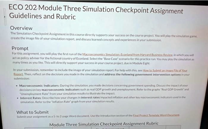 texts eco202module three simulation checkpoint assignment guidelines and rubric overview the ...