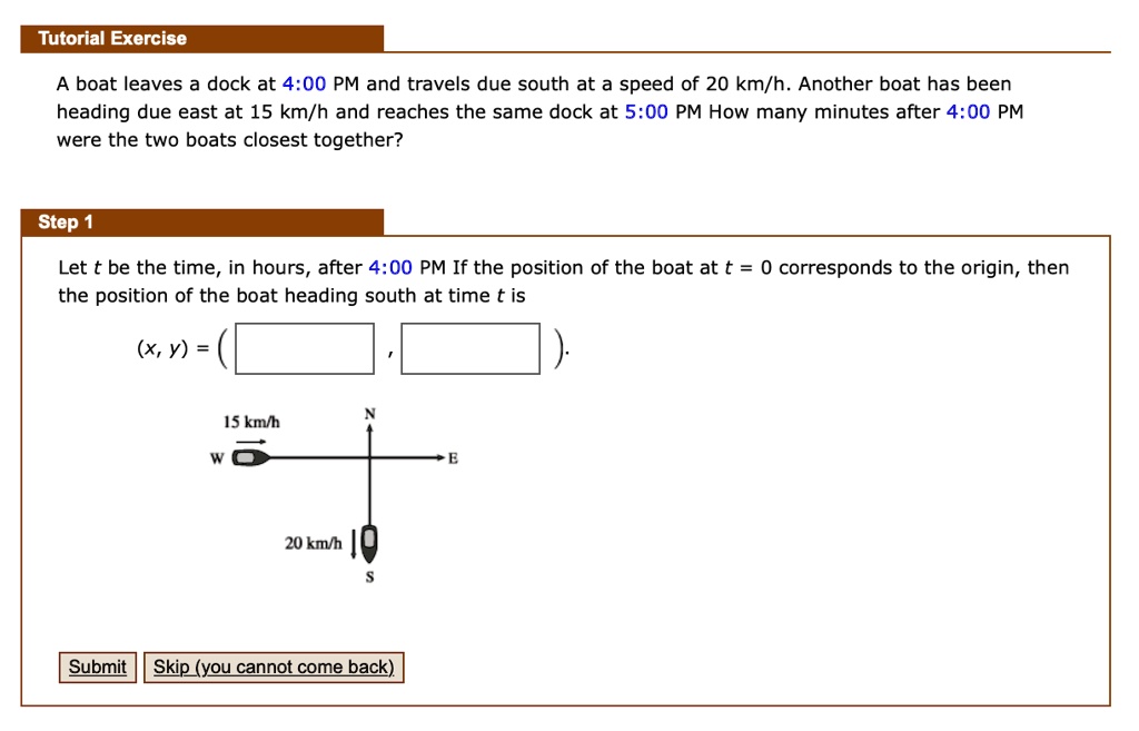 A Boat Leaves A Dock At 4 00 PM And Travels Due South At A Speed Of 20