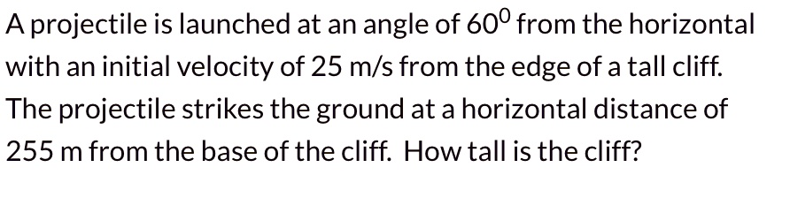 projectile is launched at an angle of 600from thehorizontal with an ...