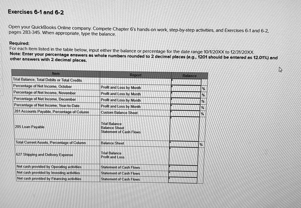 exercises 6 1 and 6 2 open your quickbooks online company compete chapter 6s hands on work step ...