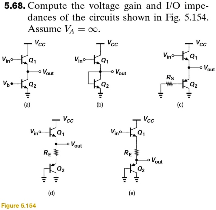 SOLVED: 5.68. Compute the voltage gain and I/O impedances of the ...