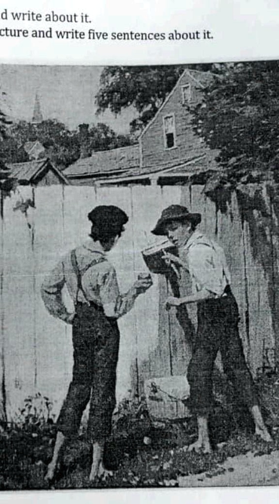 english observe the given picture and write five sentences about it d ...