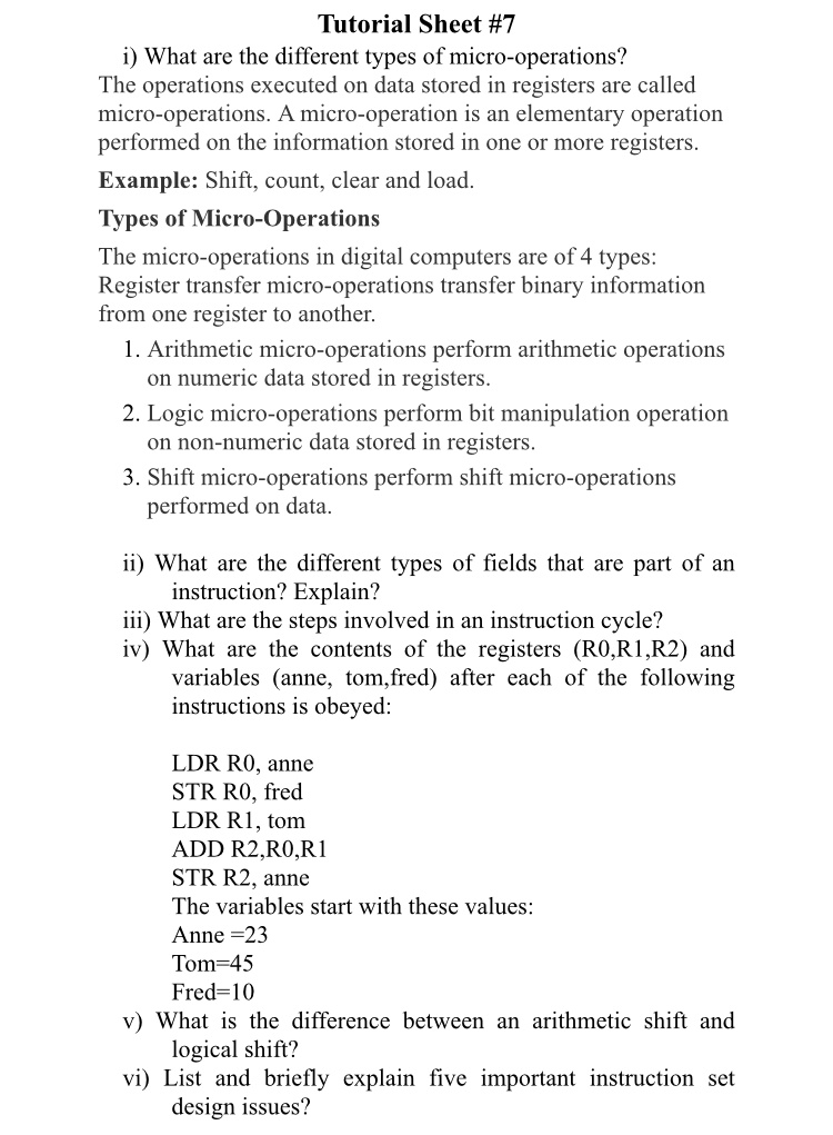 Solved: Text: Tutorial Sheet #7 I) What Are The Different Types Of