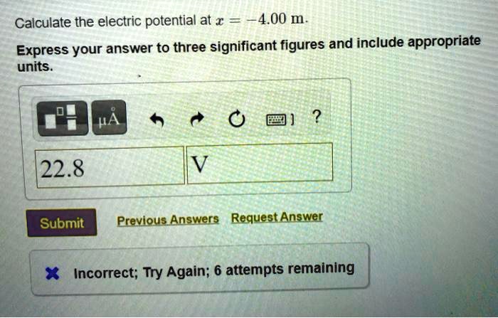 SOLVED: Calculate the electric potential at € 4.00 m Express your answer to three significant ...