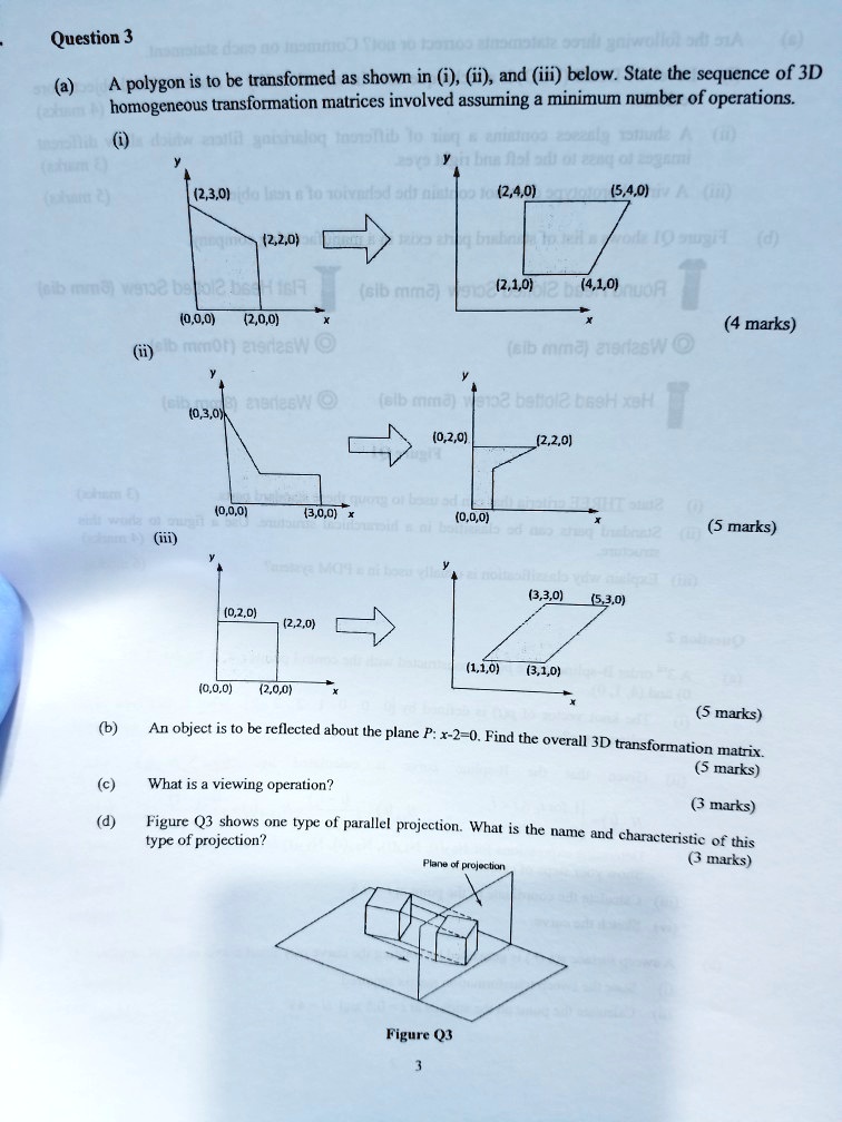 SOLVED: Question 3 (a) A polygon is to be transformed as shown in (i ...