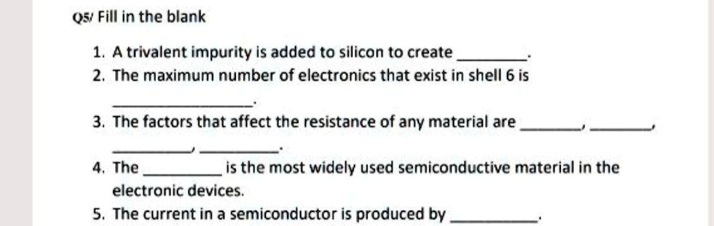 SOLVED: 1. A trivalent impurity is added to silicon to create a p-type ...