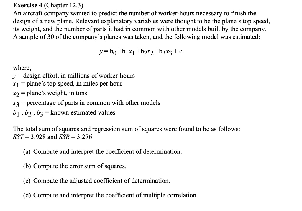 exercise 4 chapter 123 an aircraft company wanted to predict the number ...