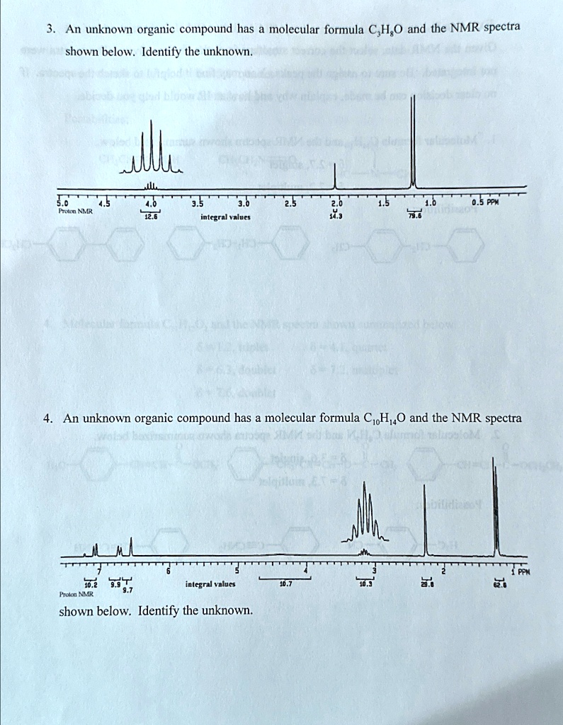 3. An unknown organic compound has a molecular formula C?H?O and the NMR spectra shown below ...