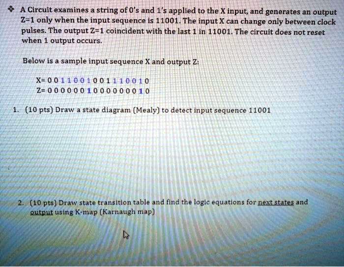 A Circuit Examines A String Of 0s And 1s Applied To The X Input And Generates An Output Z1