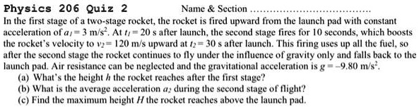 physics 206 quiz name section in the first stage of a two stage rocket ...