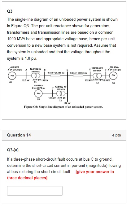 SOLVED: The single-line diagram of an unloaded power system is shown in ...