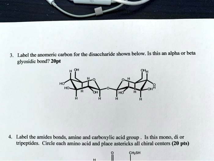SOLVED:Label the anomeric carbon for the disaccharide shown below. Is ...