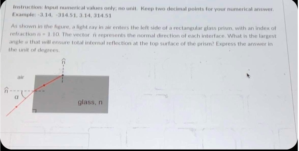 instruction input numerical values only no unit keep two decimal points for your numerical ...
