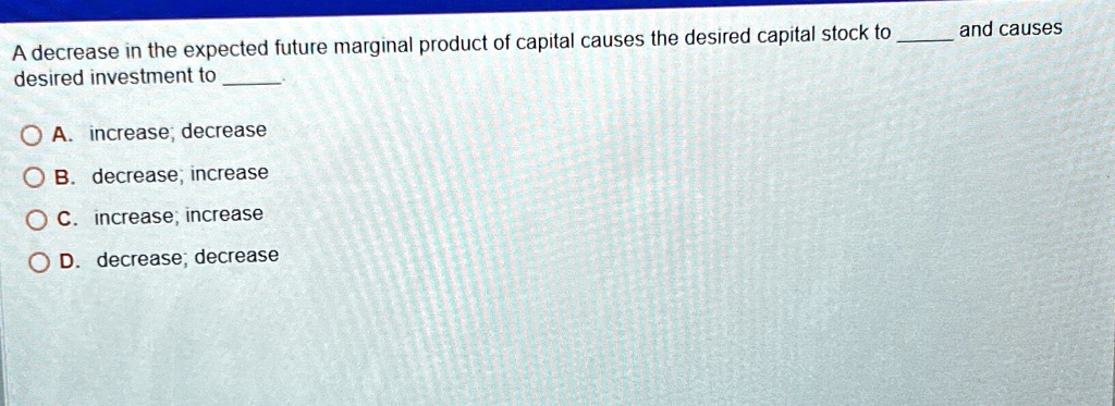 A decrease in the expected future marginal product of capital causes the desired capital stock ...