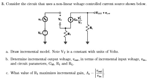 Consider the circuit that uses a non-linear voltage-controlled current source shown below. Vour ...